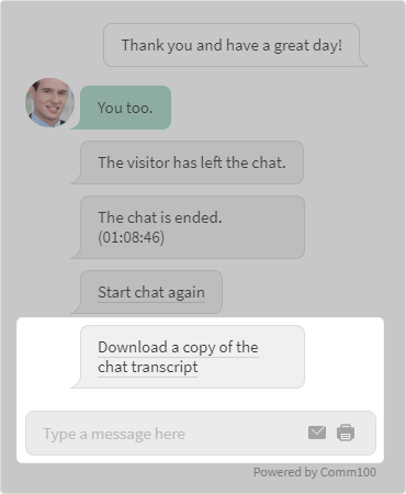 Chat Transcripts | Comm100 Live Chat