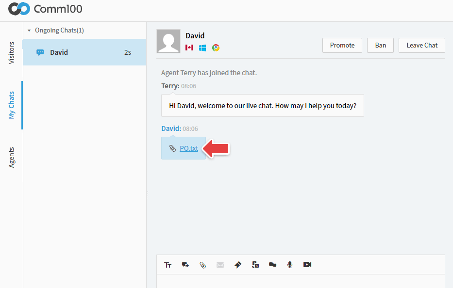 How to Send Files During Chat Sessions - Comm100